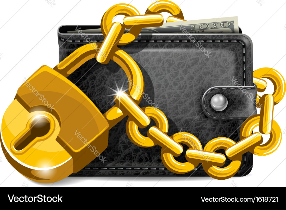 Wallet with lock Royalty Free Vector Image - VectorStock