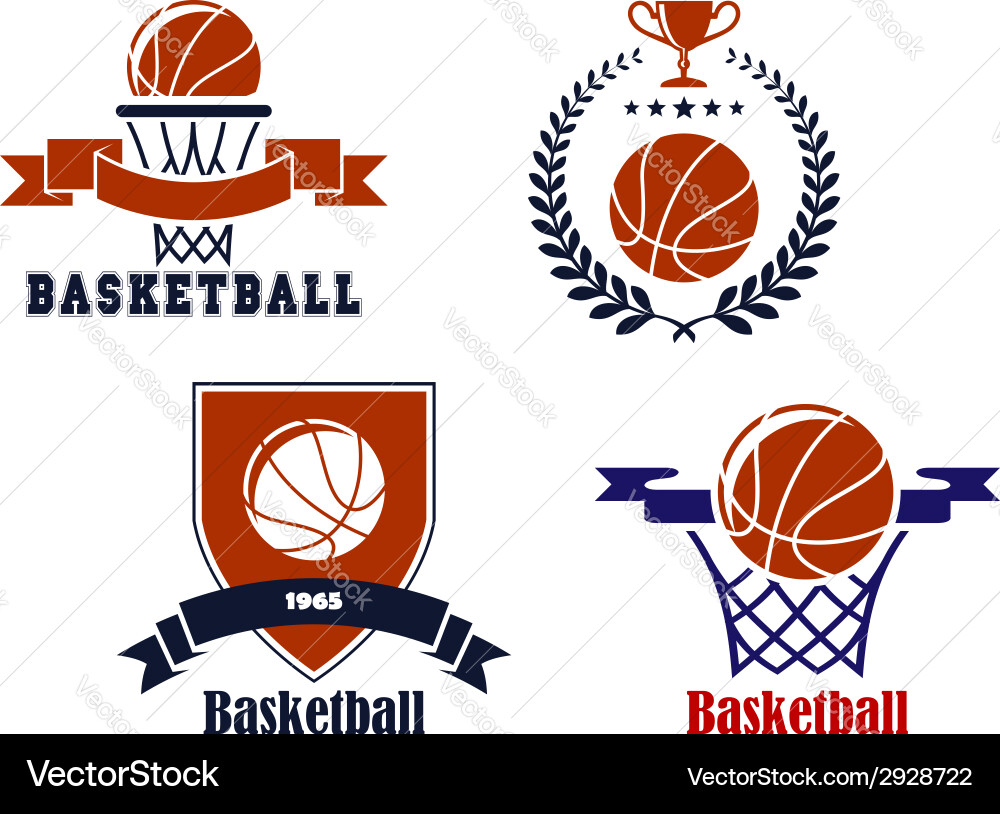 Basketball team emblems or symbols Royalty Free Vector Image