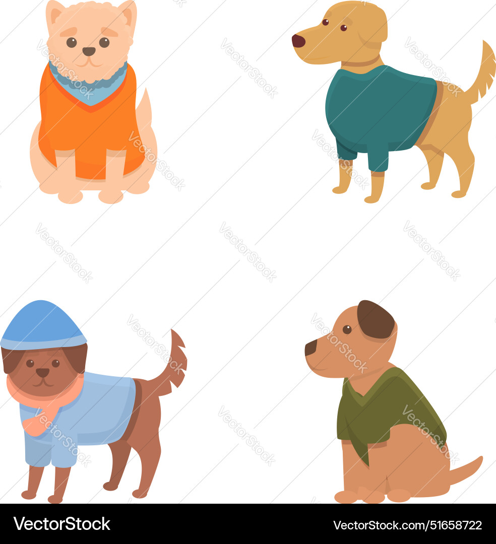 Cartoon dog icons set different Royalty Free Vector Image