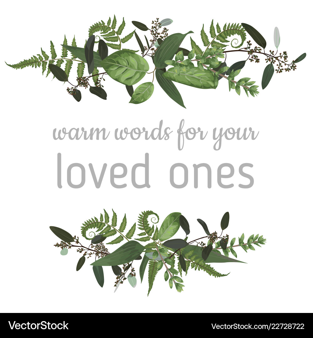 Decorative frame with green forest leaf fern Vector Image