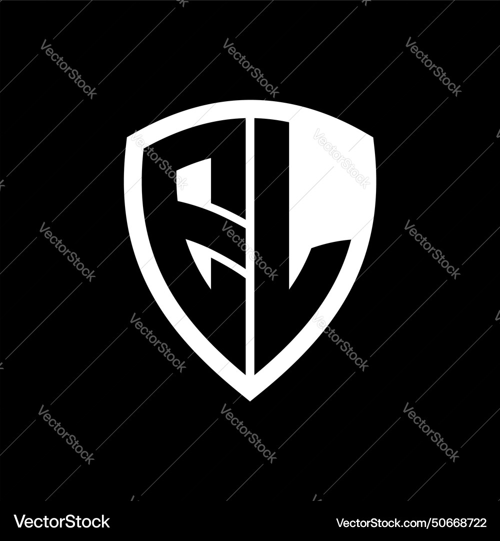 El monogram logo with bold letters shield shape Vector Image