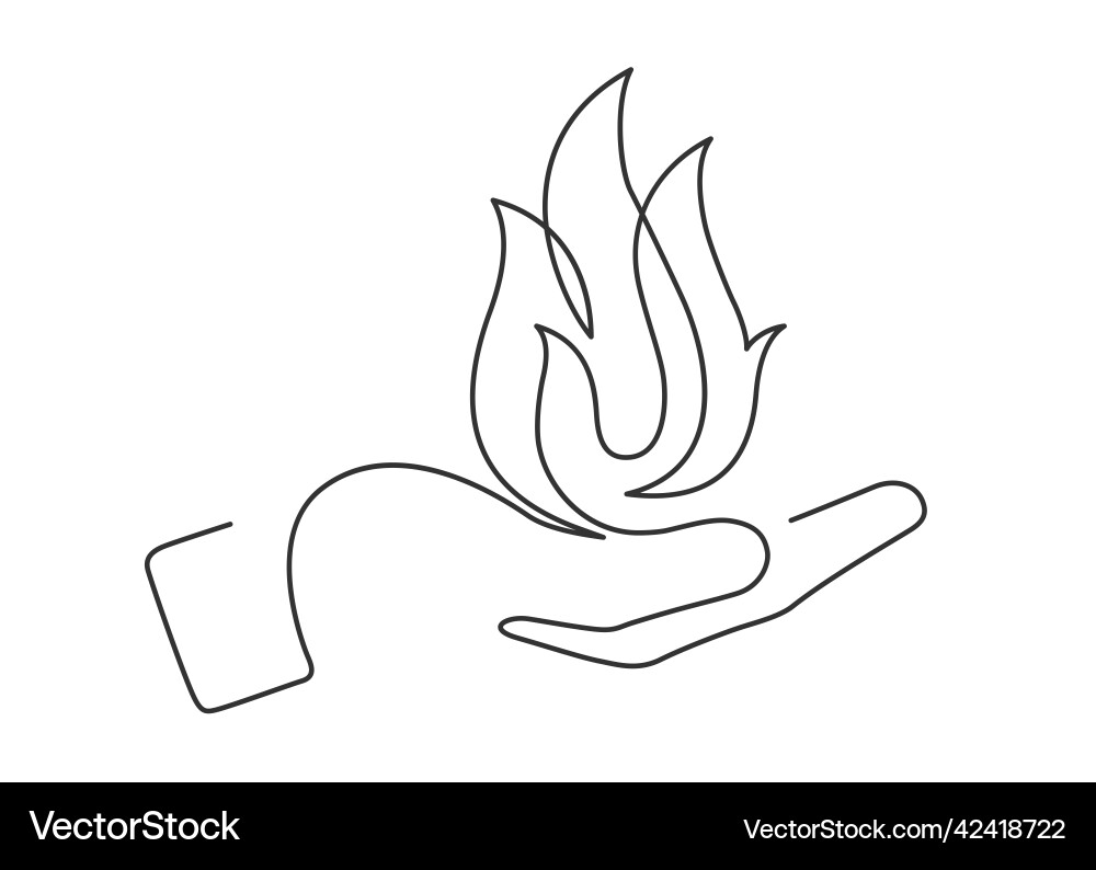 Flame hand one line Royalty Free Vector Image - VectorStock
