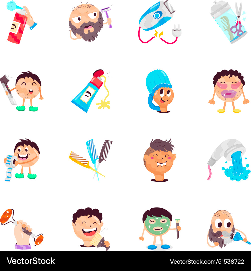 Flat style barber shop stickers Royalty Free Vector Image