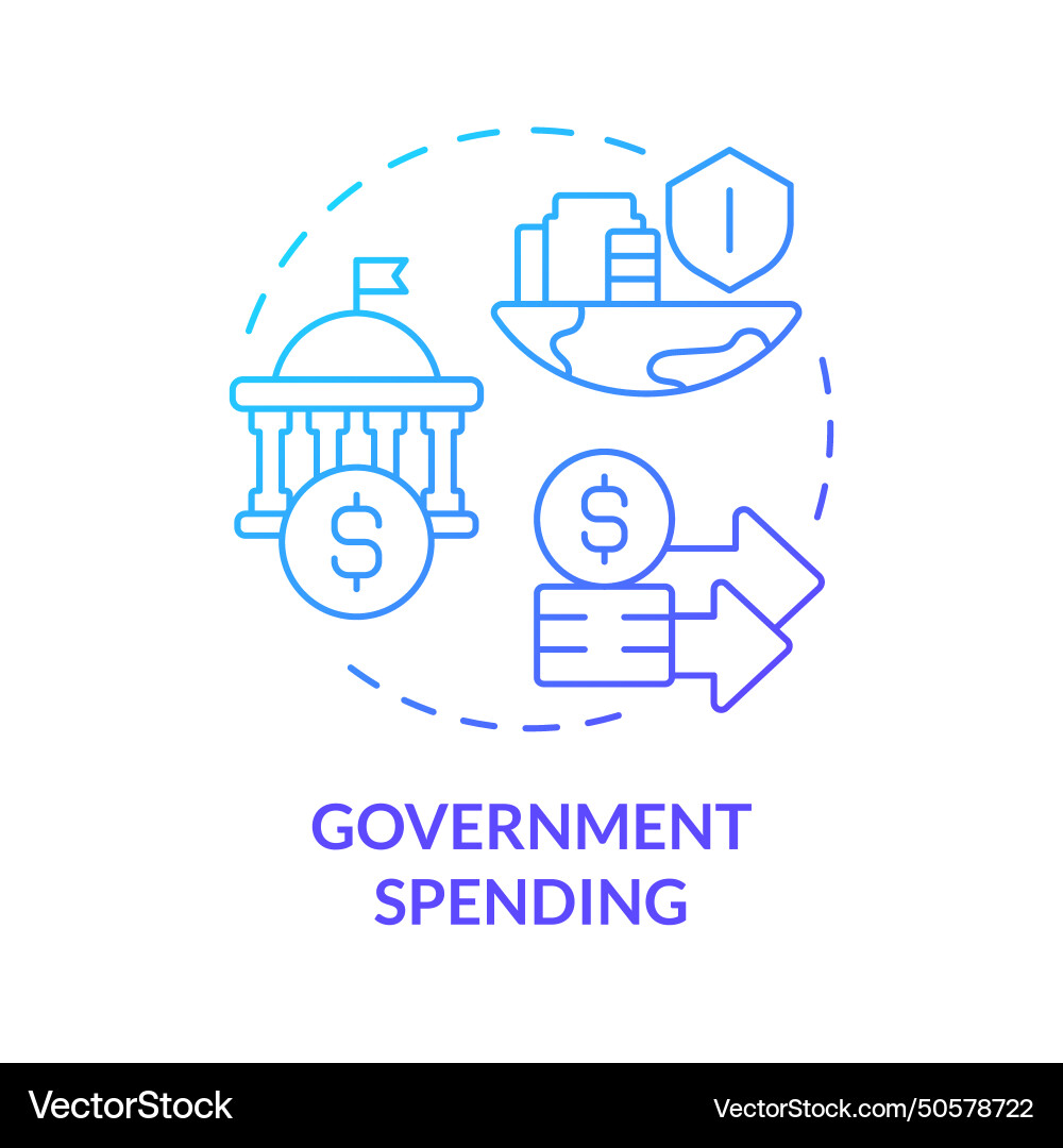 Government spending blue gradient concept icon Vector Image