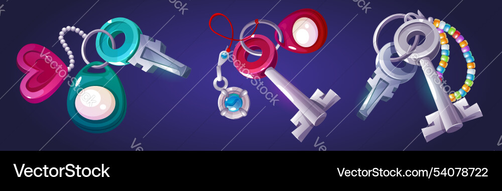 House keychain home door key with ring Royalty Free Vector