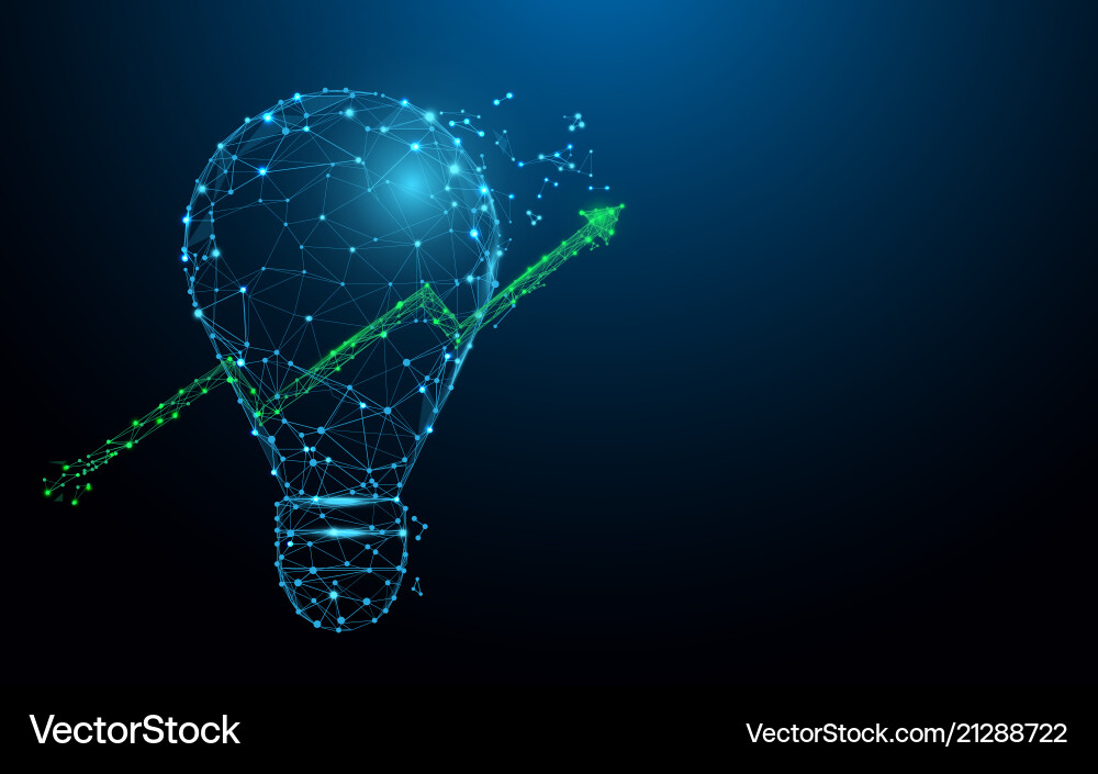 Light bulb and growing graph Royalty Free Vector Image