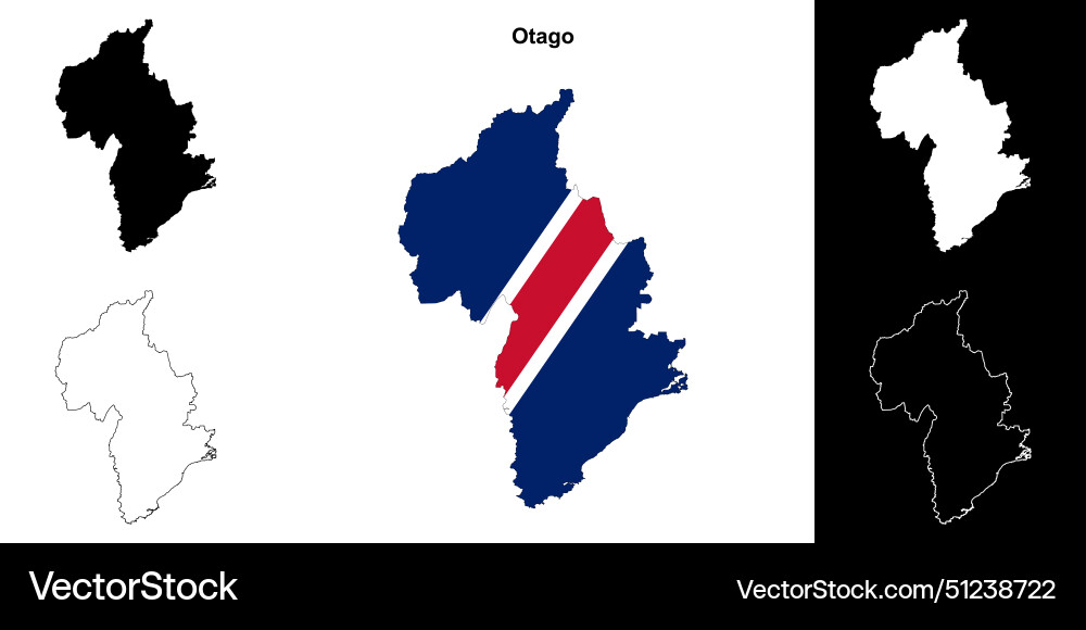 Otago outline map Royalty Free Vector Image - VectorStock