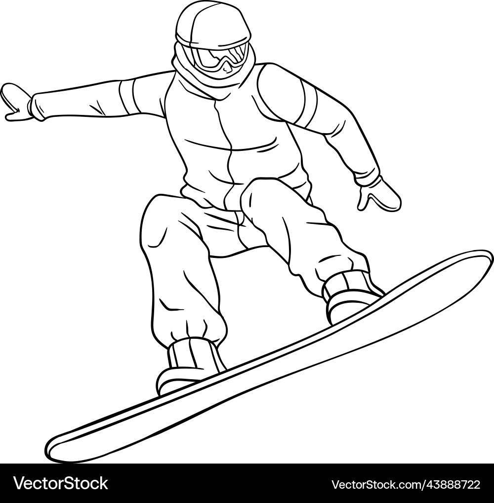 Snowboarding isolated coloring page for kids Vector Image