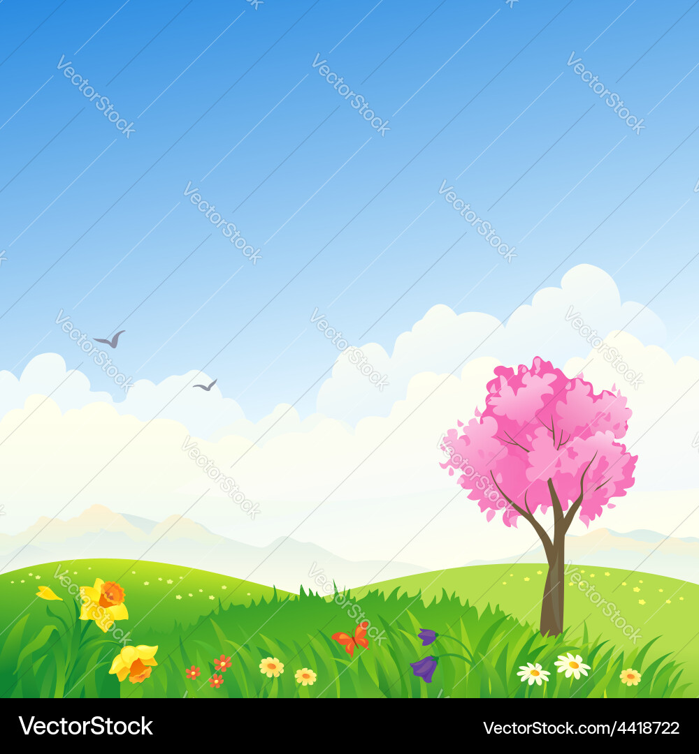 Spring scene Royalty Free Vector Image - VectorStock