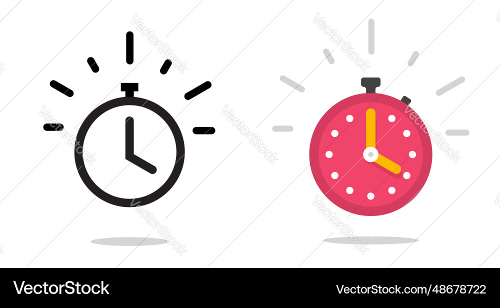 Stopwatch icon line outline art graphic set flat Vector Image