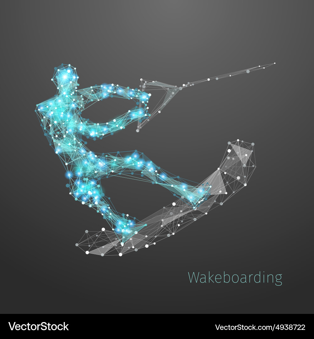 Wakeboarding polygonal Royalty Free Vector Image