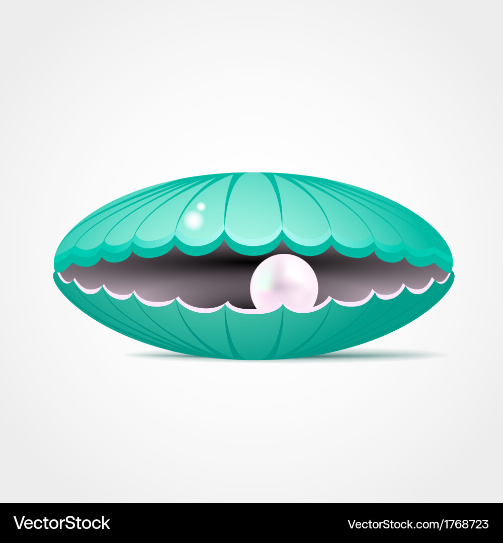 Blue Seashell with Pearl Royalty Free Vector Image