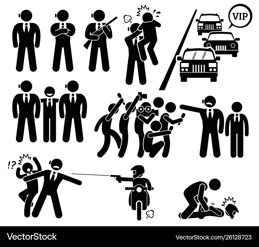 Bodyguard protecting vip boss from paparazzi Vector Image