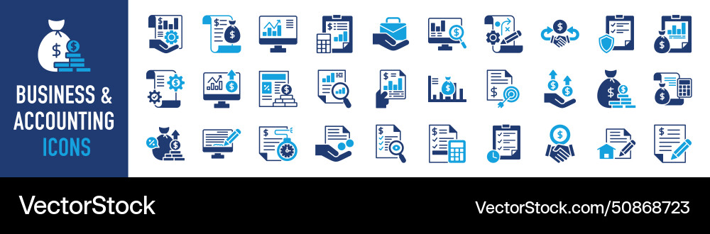 Business and accounting icon set Royalty Free Vector Image
