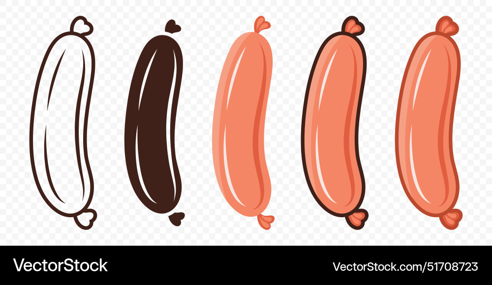 Flat sausage icon set cartoon Royalty Free Vector Image