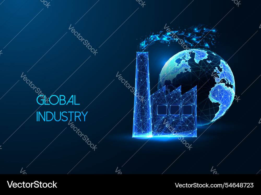 Global industry futuristic concept with glowing Vector Image