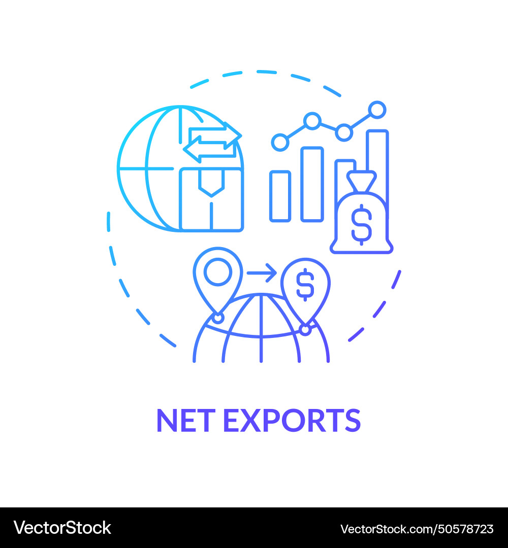 Net exports blue gradient concept icon Royalty Free Vector