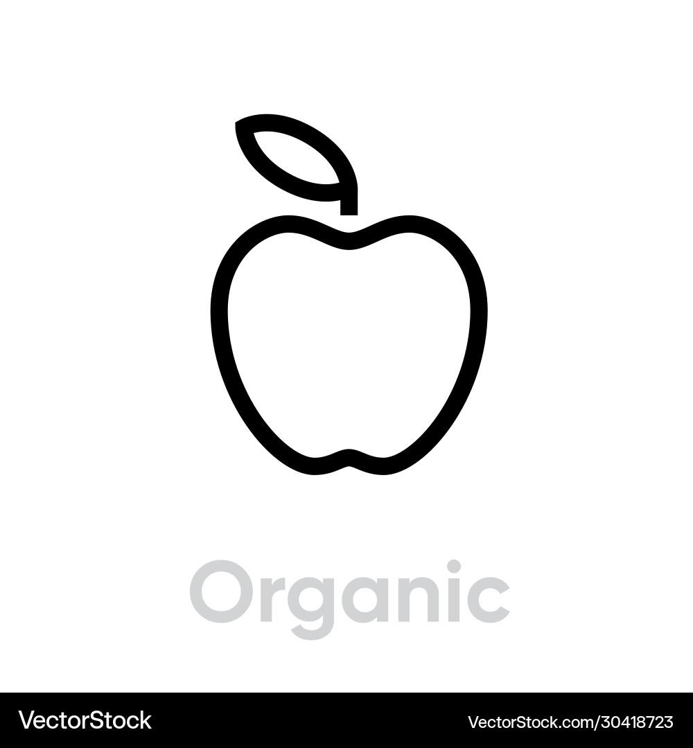 Organic apple icon editable line Royalty Free Vector Image
