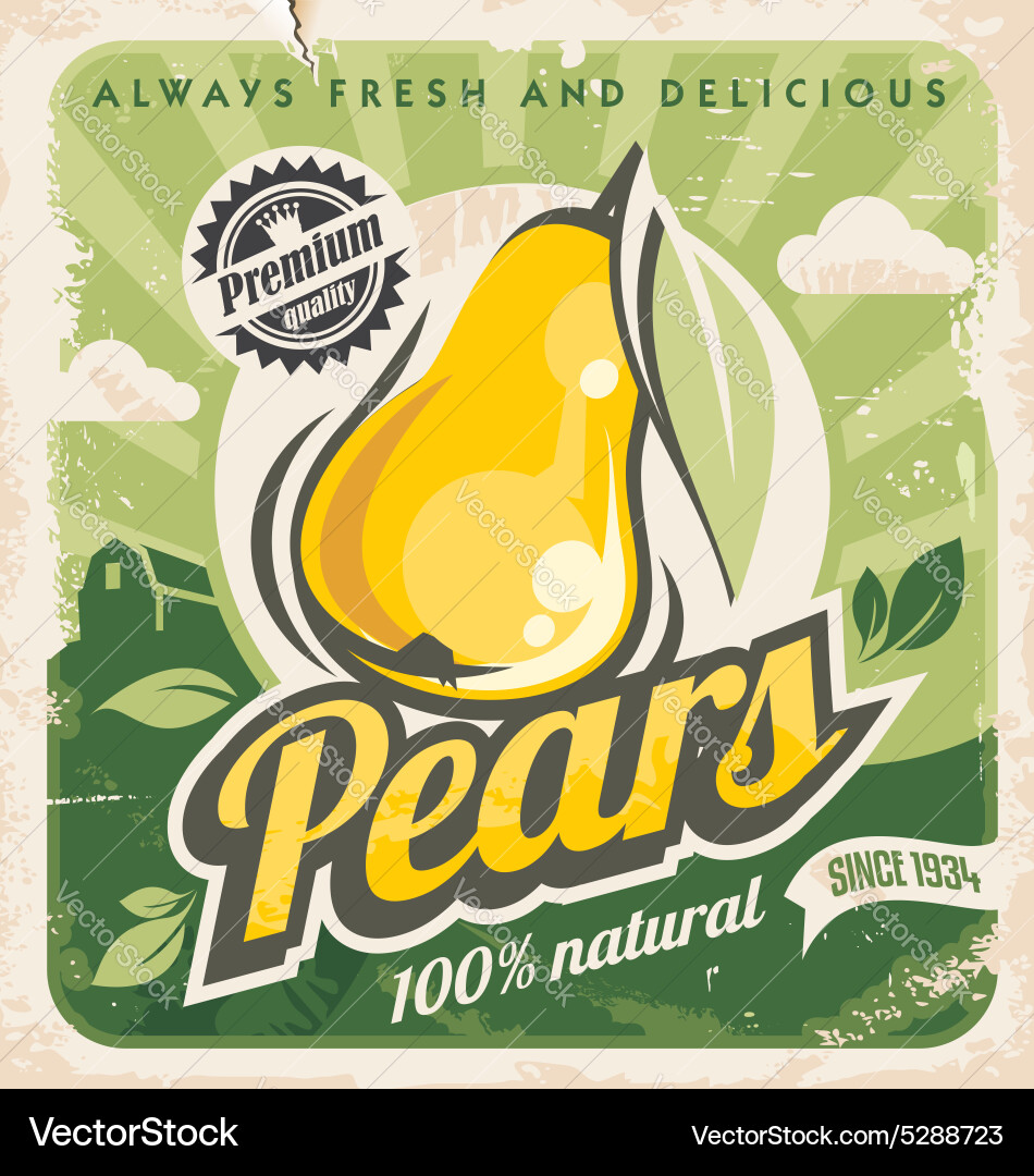 Retro pear poster Royalty Free Vector Image - VectorStock