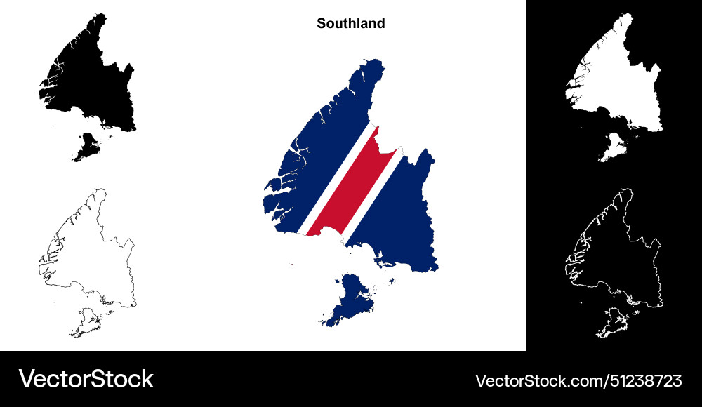 Southland outline map Royalty Free Vector Image