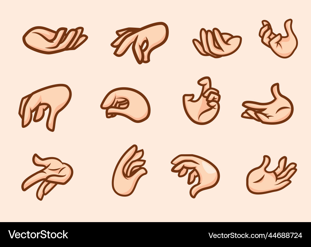 Cartoon Hand Poses Collection Royalty Free Vector Image