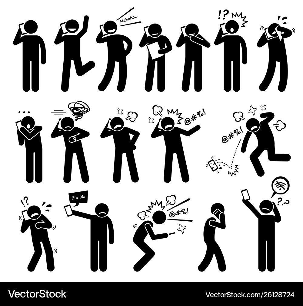 Cellphone Expressions Emotions Royalty Free Vector Image