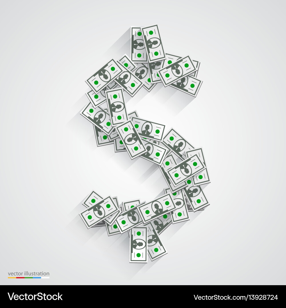 Dollars flat black Royalty Free Vector Image - VectorStock
