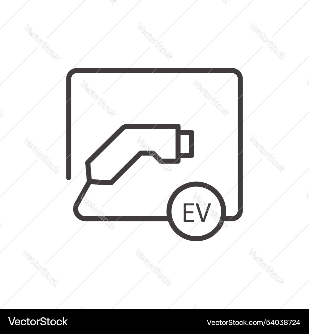 Ev charger stroke icon in black Royalty Free Vector Image