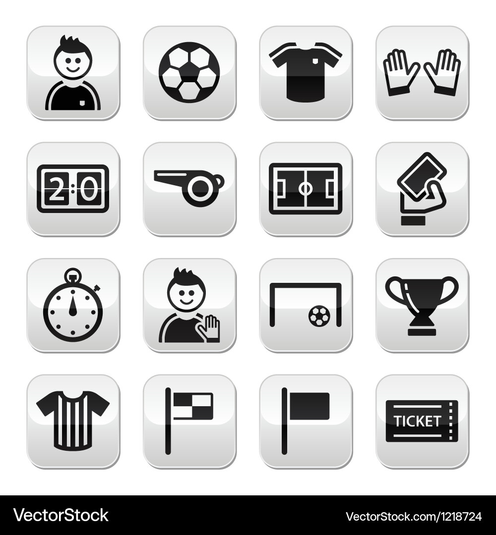 Football buttons set Royalty Free Vector Image