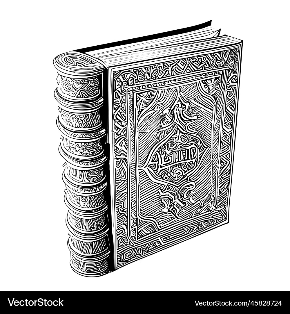 Hand-Drawn Quran Sketch Royalty Free Vector Image