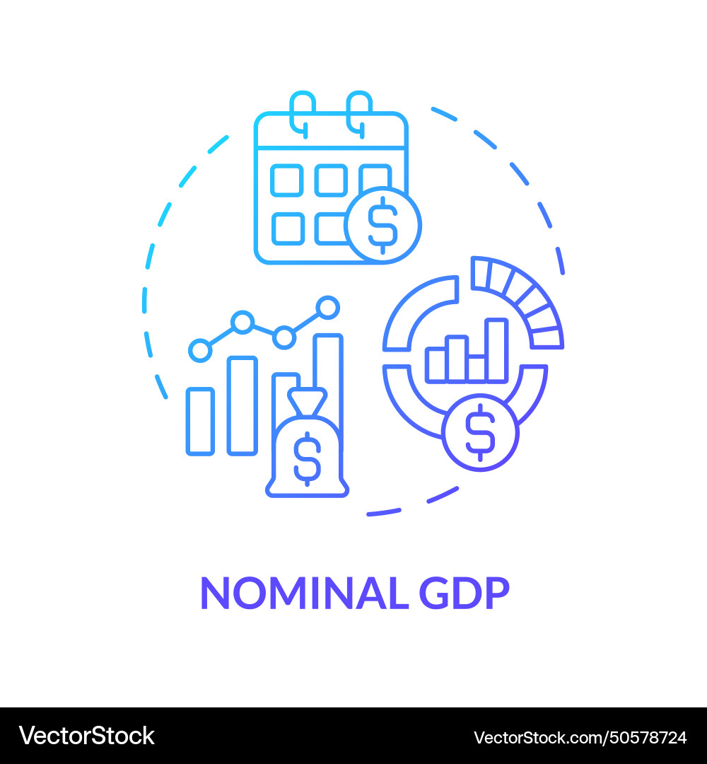 Nominal gdp blue gradient concept icon Royalty Free Vector