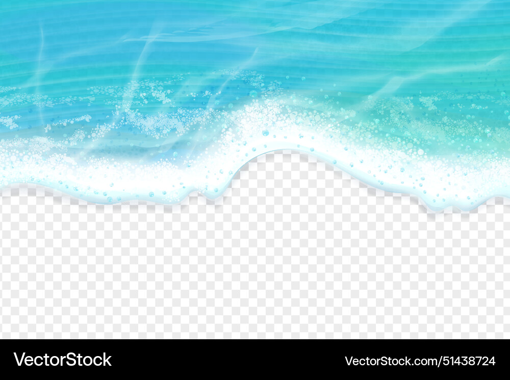 Realistic sea wave top view ocean soapy blue Vector Image