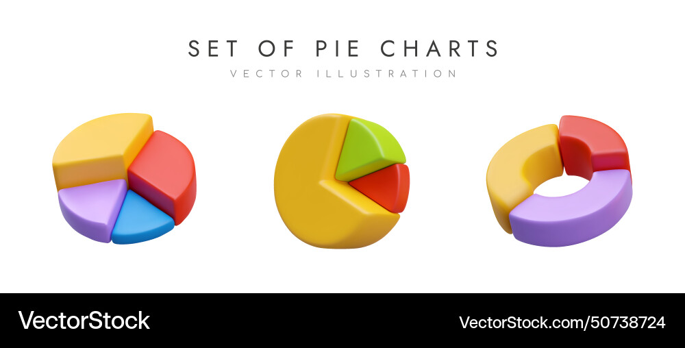 Set of different pie charts poster Royalty Free Vector Image
