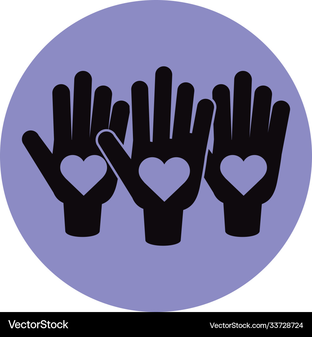 Together hands showing hearts in palms relation Vector Image