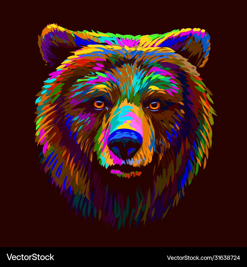 Vibrant Multi-Colored Bear Portrait Royalty Free Vector