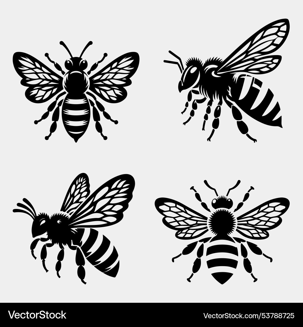 Bee minimalist silhouette Royalty Free Vector Image