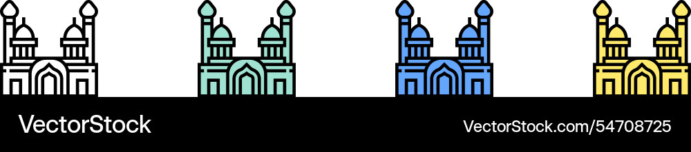Bibi heybat mosque icon outline green blue Vector Image