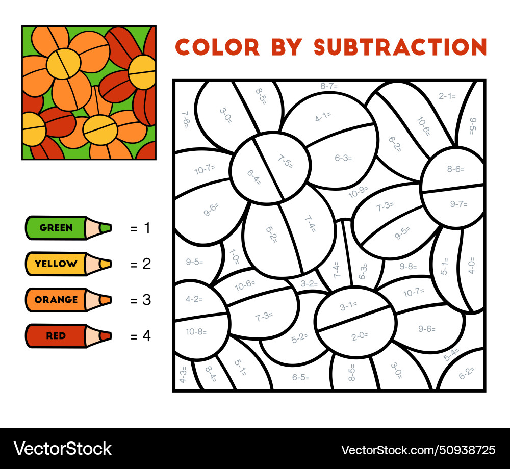 Color by subtraction education game for kids Vector Image