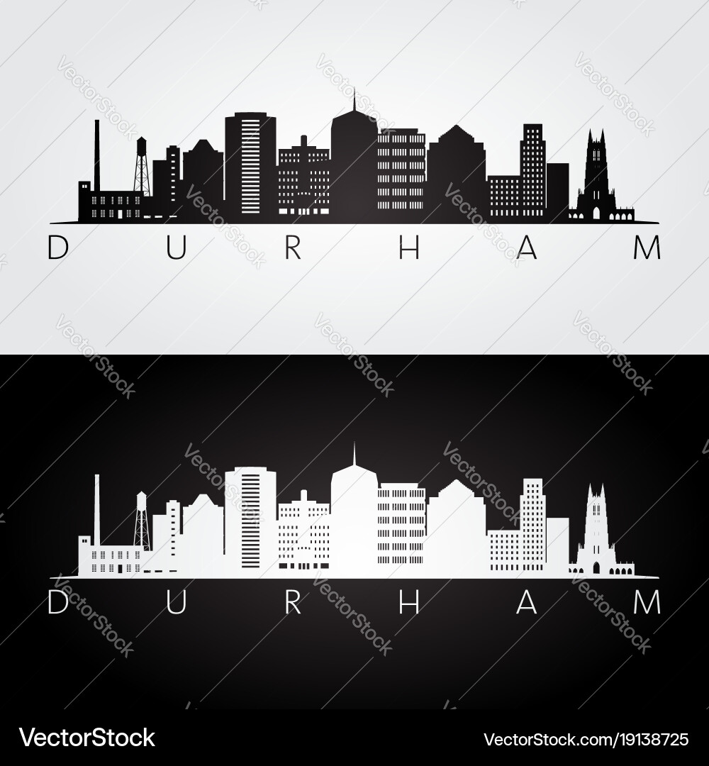 Durham usa skyline and landmarks silhouette Vector Image