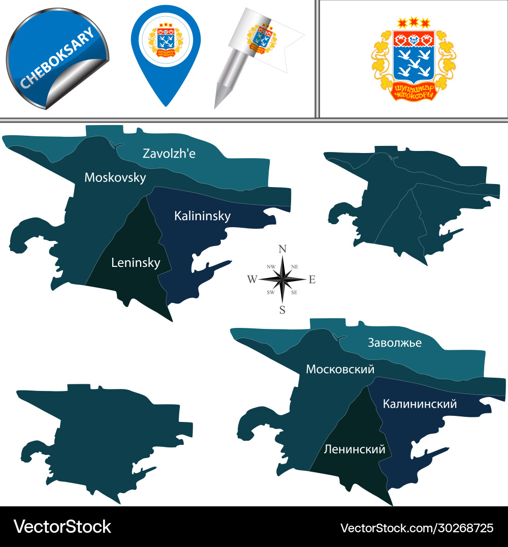 Map cheboksary russia Royalty Free Vector Image