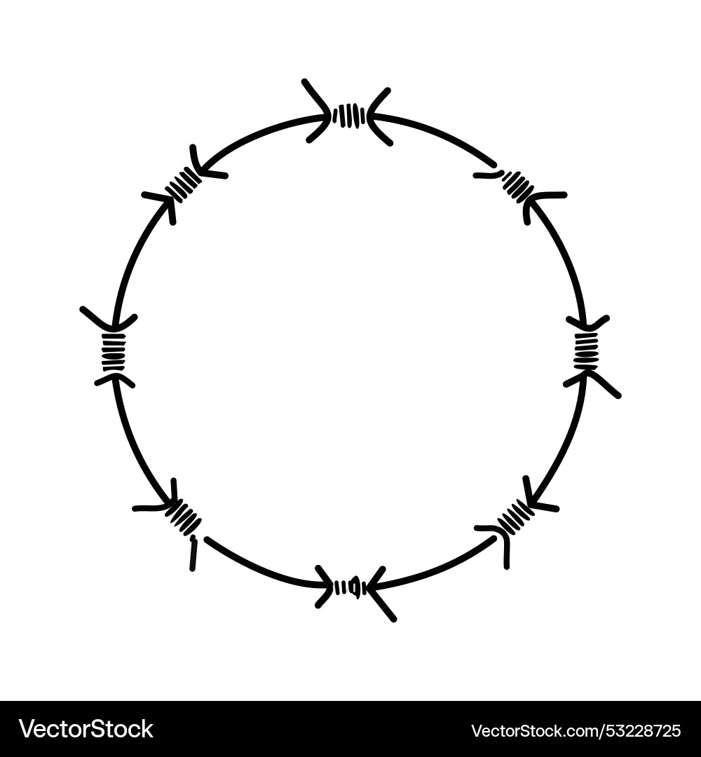 Round frame with barbed wire on white background Vector Image