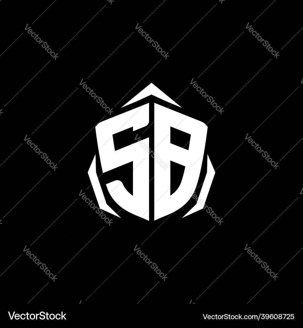 Sb monogram shield shape style Royalty Free Vector Image