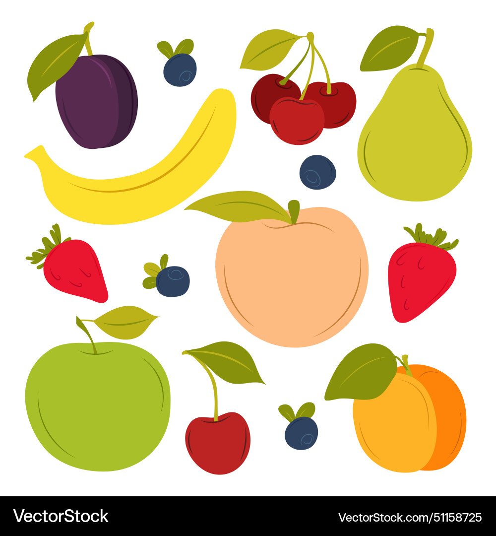 Set of fruits in flat style Royalty Free Vector Image