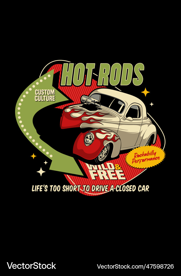 Classic Hot Rod Art Royalty Free Vector Image - VectorStock