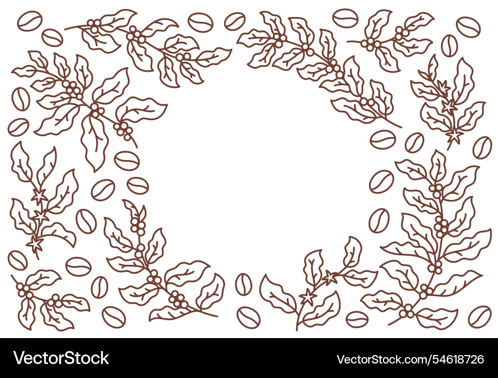 Coffee frame leaves with beans coffea design – Royalty-Free Vector ...