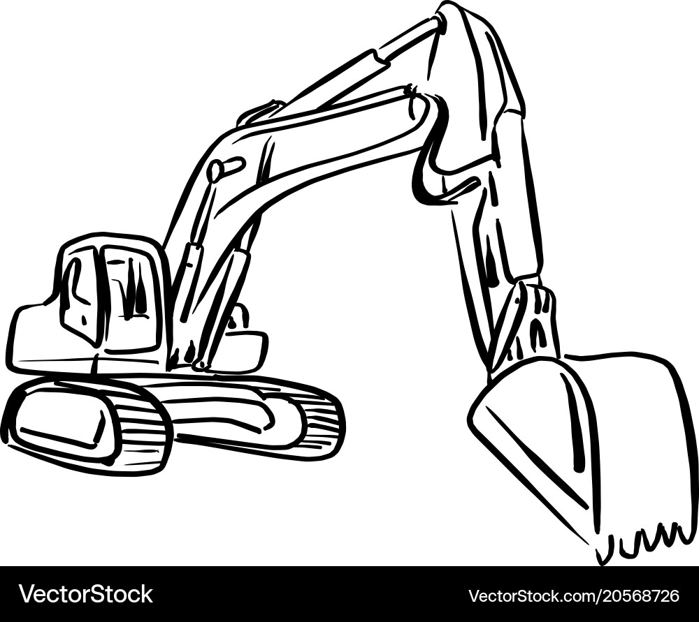 Front Loader Excavator Sketch Royalty Free Vector Image