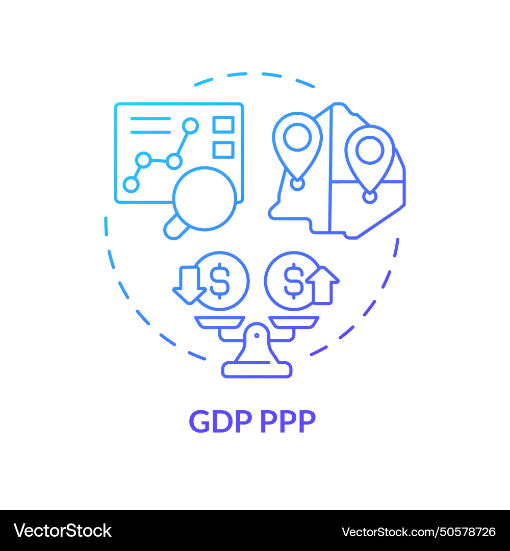 Gdp ppp blue gradient concept icon Royalty Free Vector Image