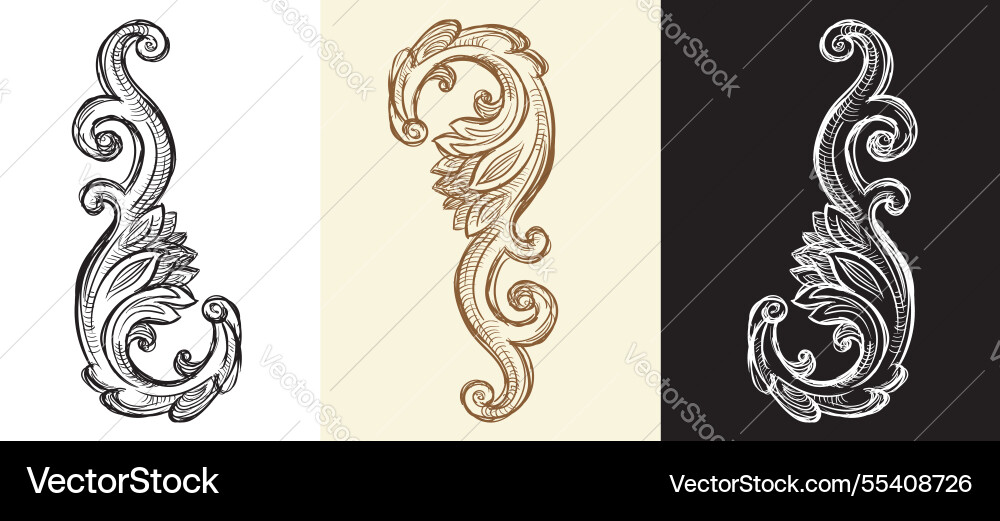 Hand drawing baroque design elements set – Royalty-Free Vector ...