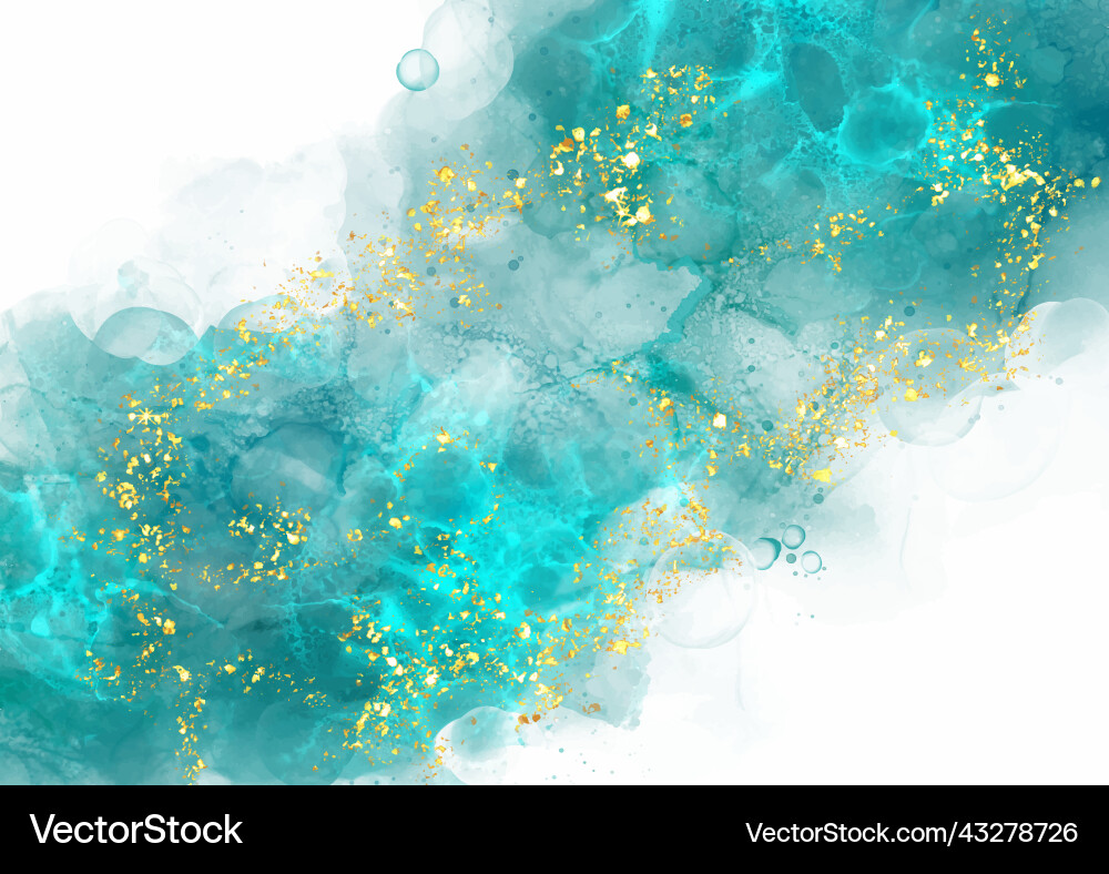 Hand painted alcohol ink background with gold Vector Image