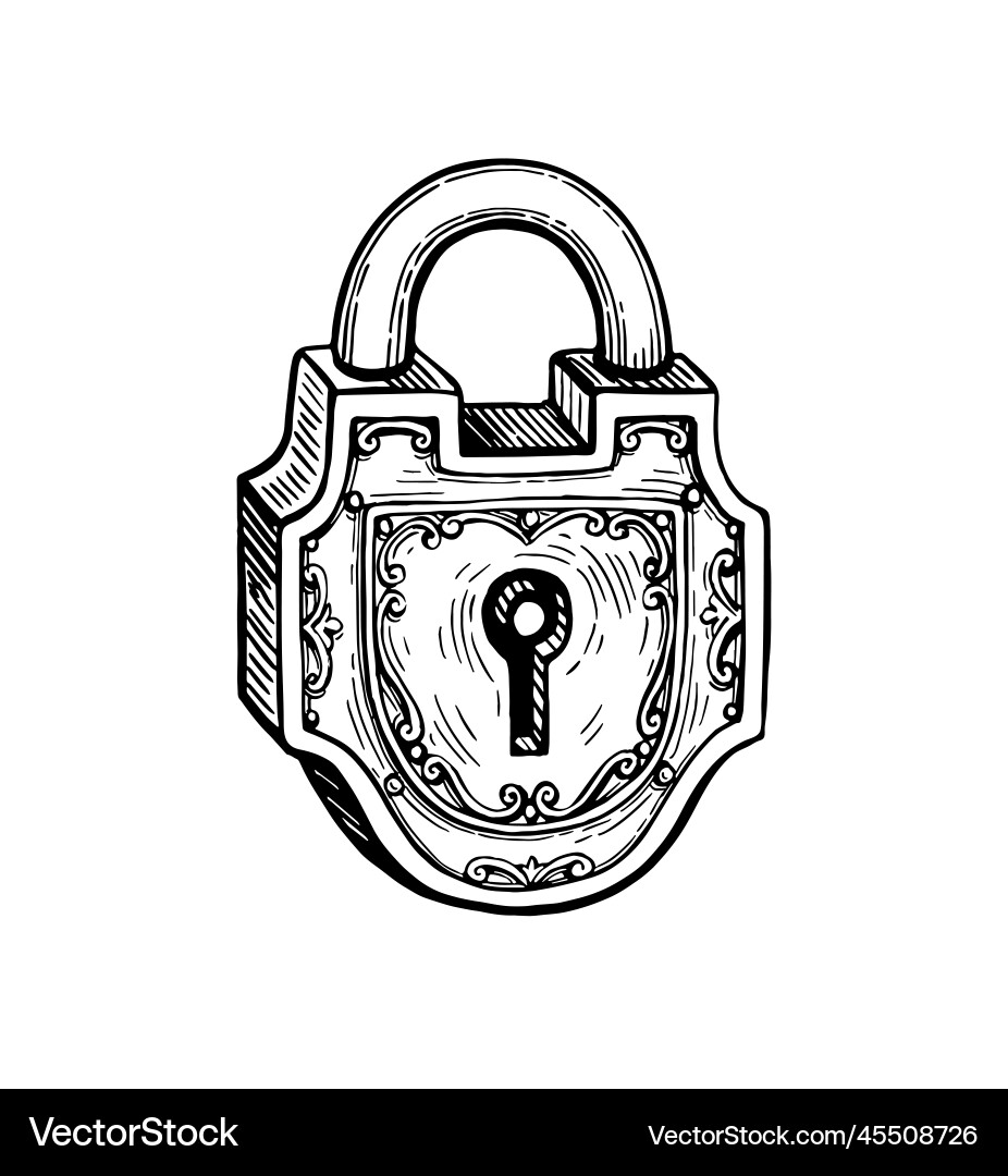 Padlock ink sketch Royalty Free Vector Image - VectorStock